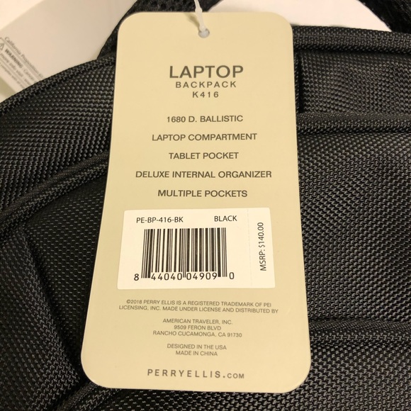 Perry Ellis | Bags | Nwt Perry Ellis Portfolio Laptop Backpack | Poshmark